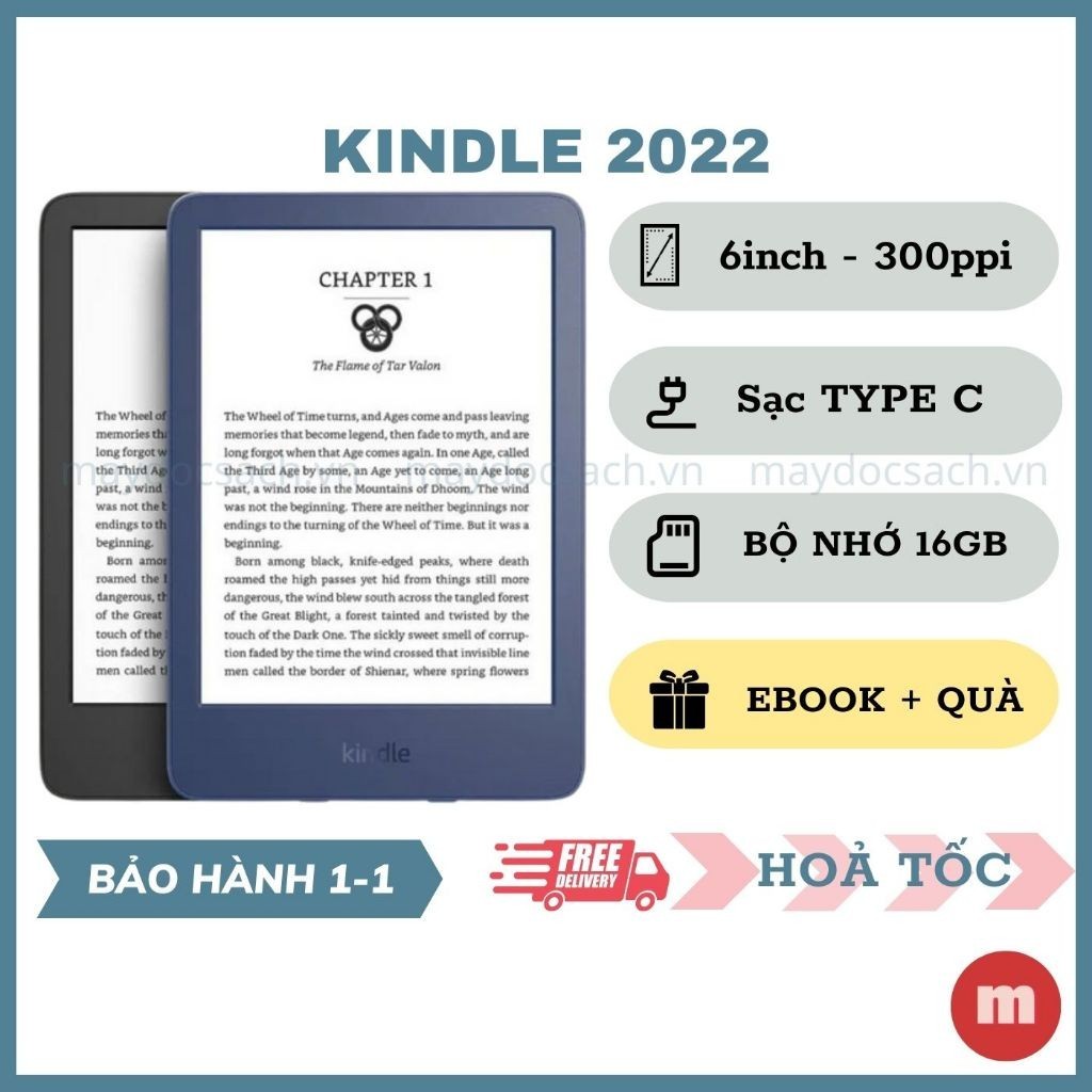 Máy đọc sách New Kindle 2022 (thế hệ 11) - mật độ hiển thị 300ppi, sạc ...