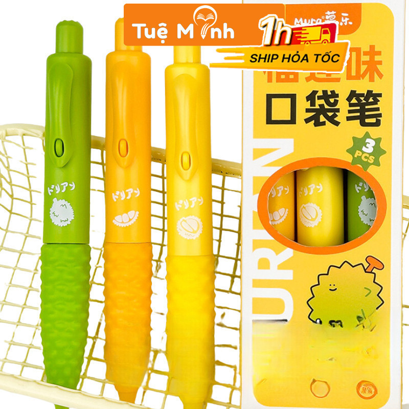Bút gel bấm mực đen ngòi 0.5mm trái sầu riêng Mura B128 Bút bi viết hình sầu riêng độc đáo cuốn ...