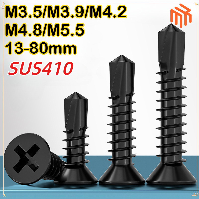 [MX1] Vít thép đen tự khoan đầu bằng size M3.5 M3.9 M4.2 M4.8 M5.5 / Vít Thép Carbon đen tự ...