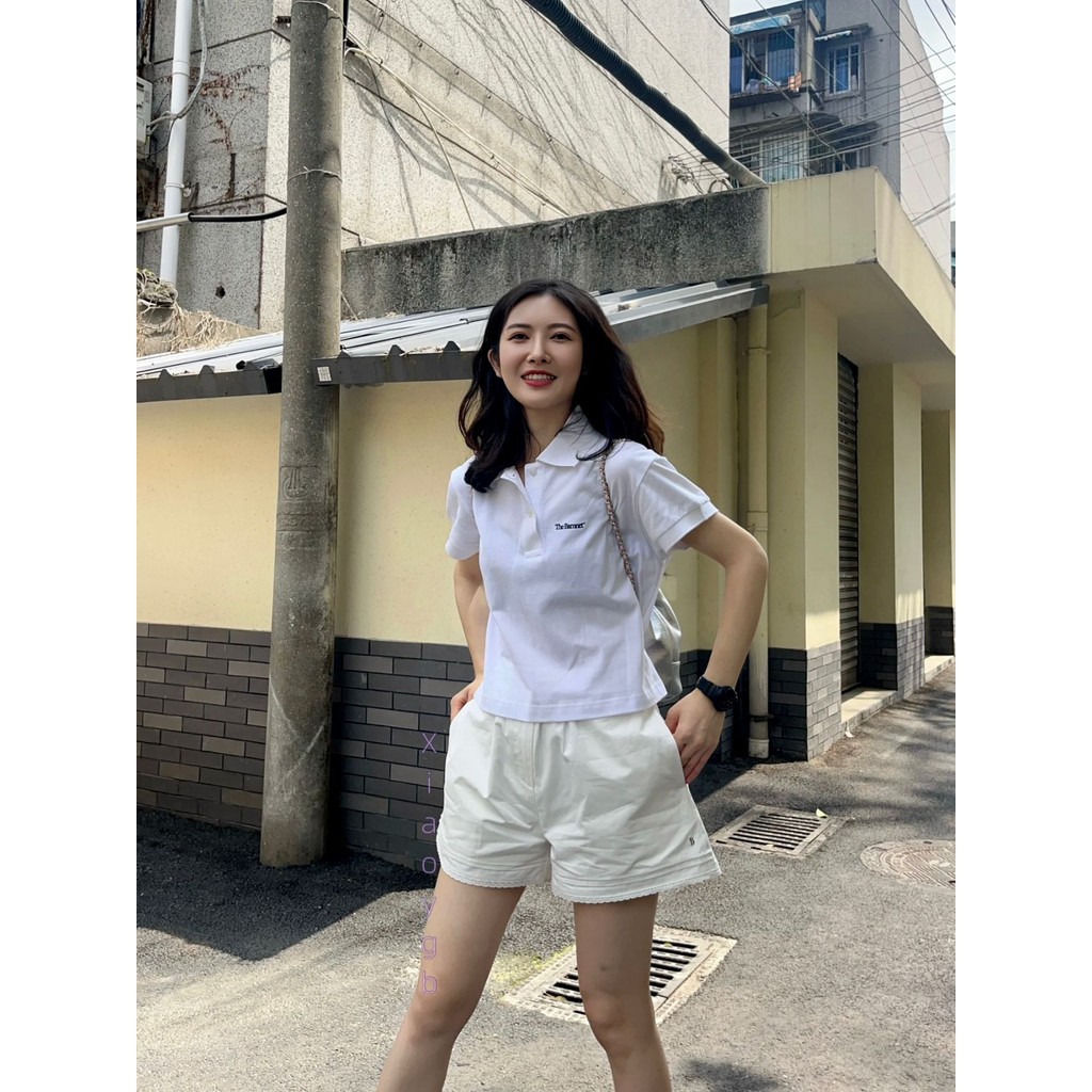 TheBarnnet Lace Trim Top Label Casual Shorts for Women Elastic Waist ...