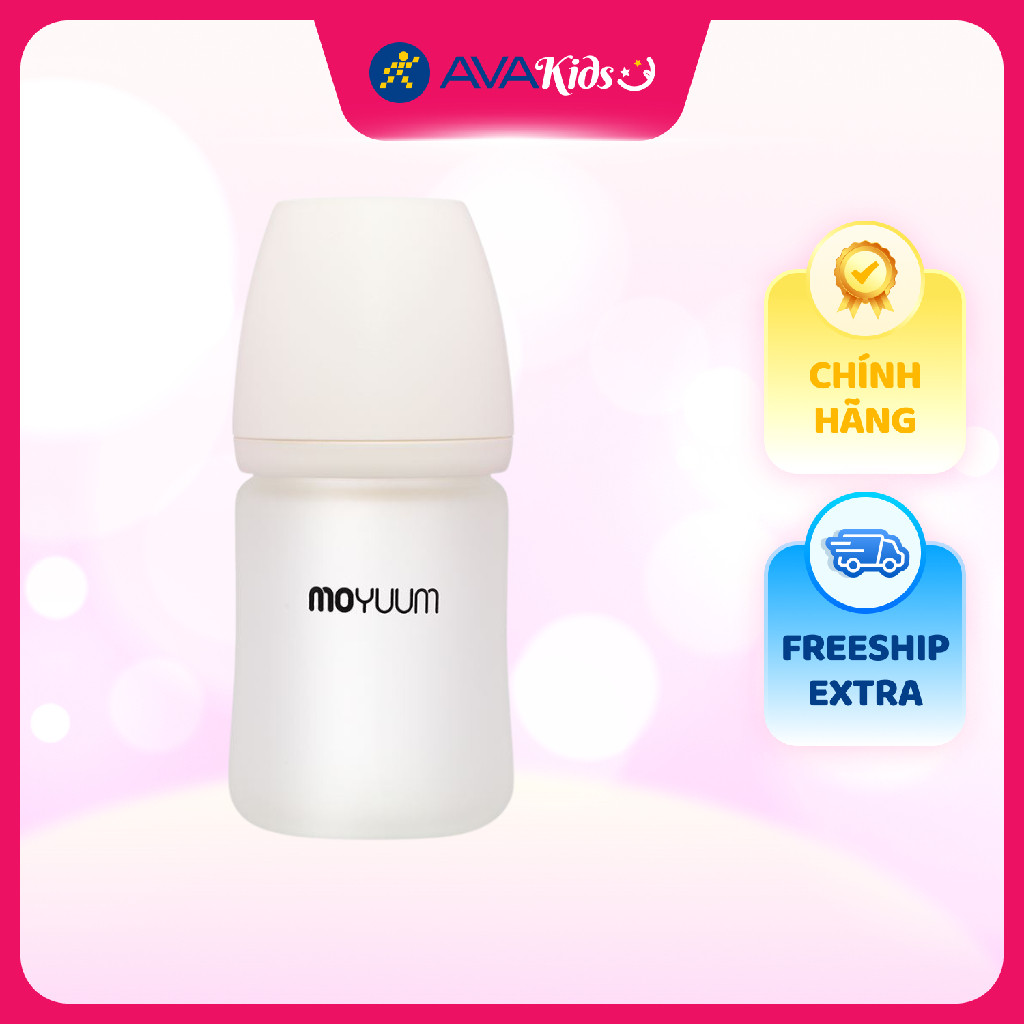 Bình sữa thủy tinh tráng silicone Moyuum cổ rộng 150 ml (0 - 2 tháng) | Shopee Việt Nam