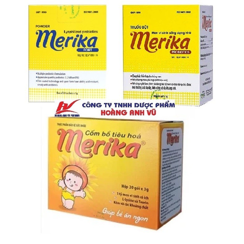 MERIKA & MERIKA FORT - CỐM BỔ TIÊU HOÁ VÀ MEN VI SINH DẠNG KHÔ - HỘP 20 ...