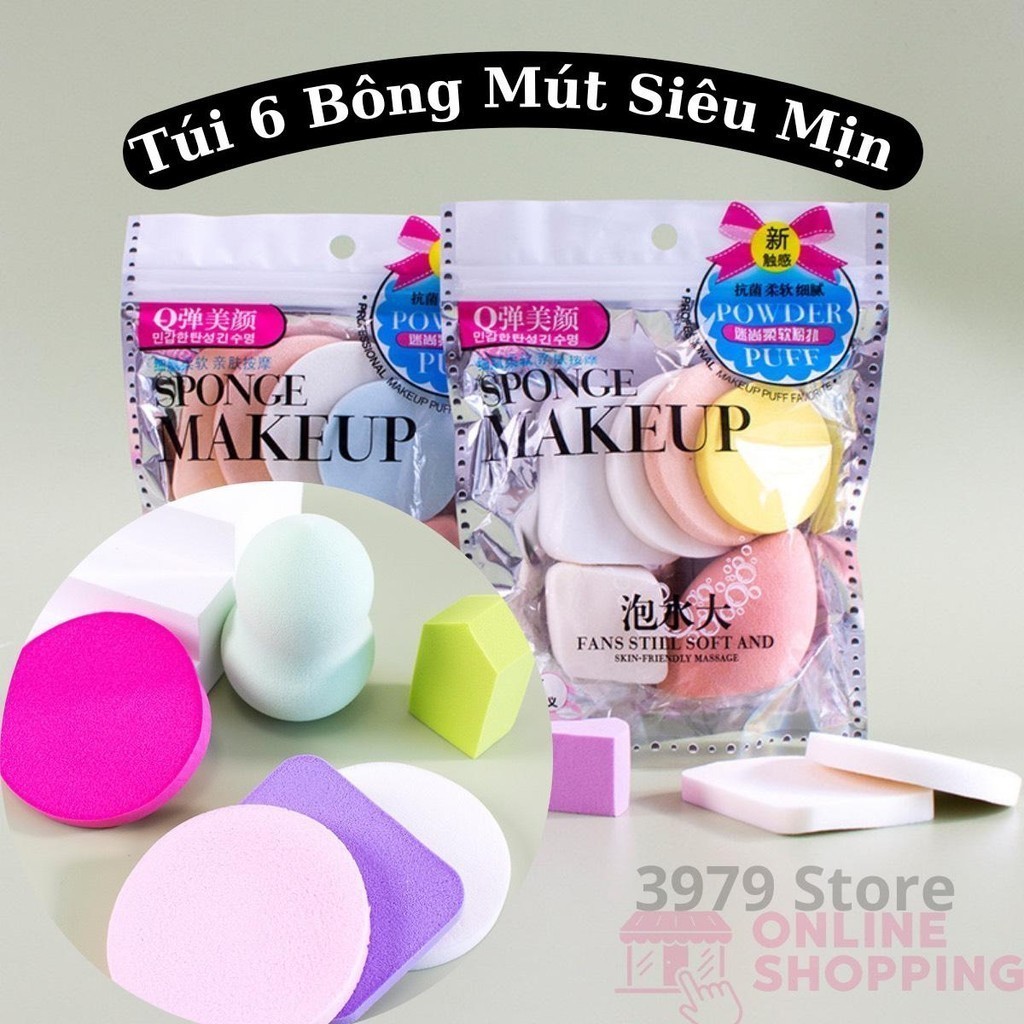 Bộ 6 Mút Tán Kem Nền Nhiều Loại Hiệu KELI Mút Siêu Mềm | Shopee Việt Nam