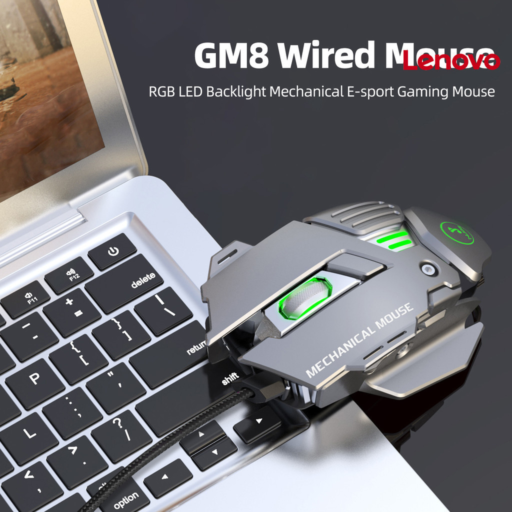 Chuột có dây Lenovo GM8 Dạ quang Công thái học Chống trượt Phản hồi nhanh Hỗ trợ chuyên nghiệp ...