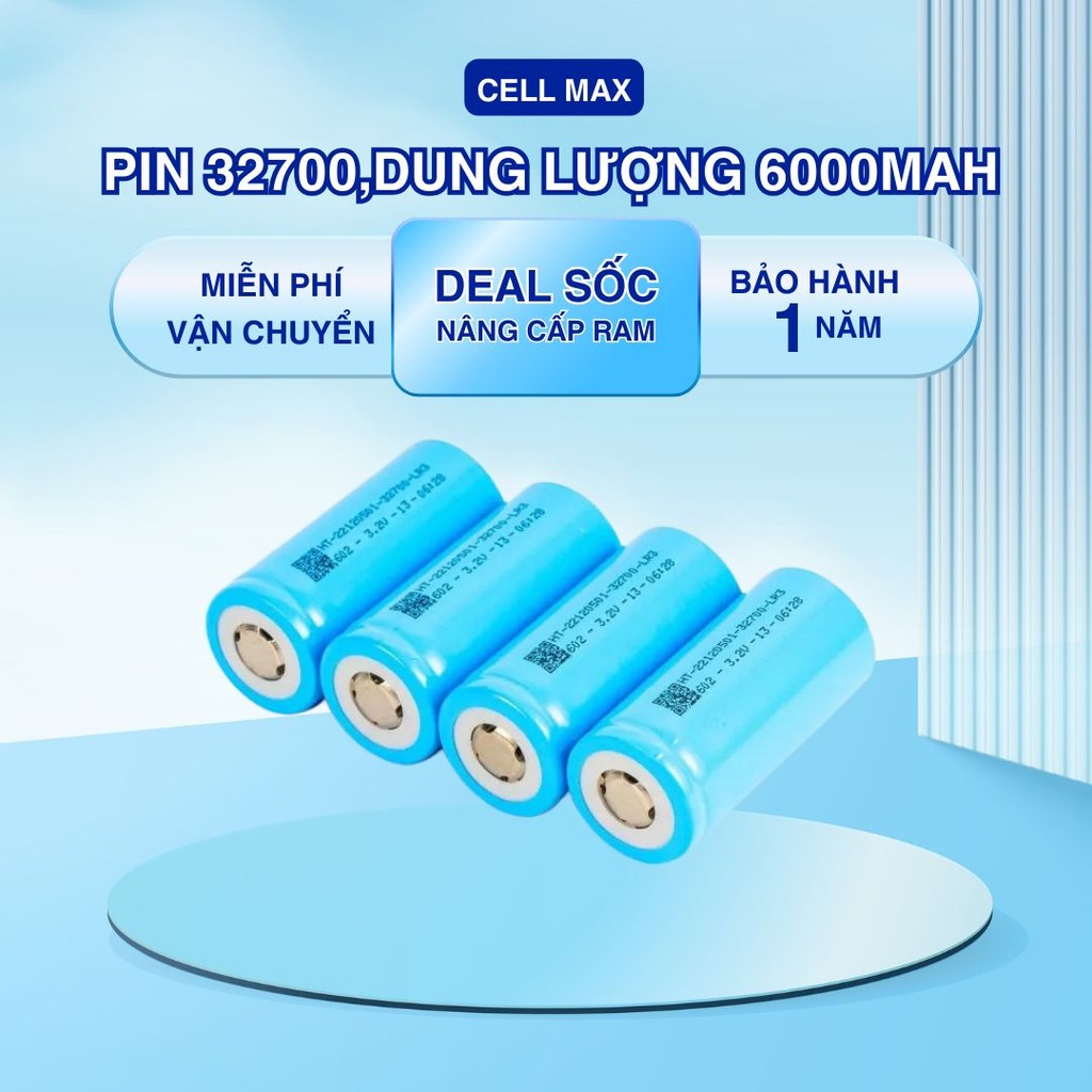 Pin 32700 CELL MAX mới chuẩn dung lượng thật 6000mAh hiệu suất cao cho ...