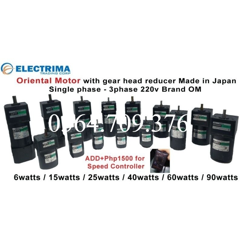 Động cơ Oriental với đầu giảm tốc Om thương hiệu 6W,15W,25W,40W,60W,90W 220V 1 & 3 pha sản xuất ...