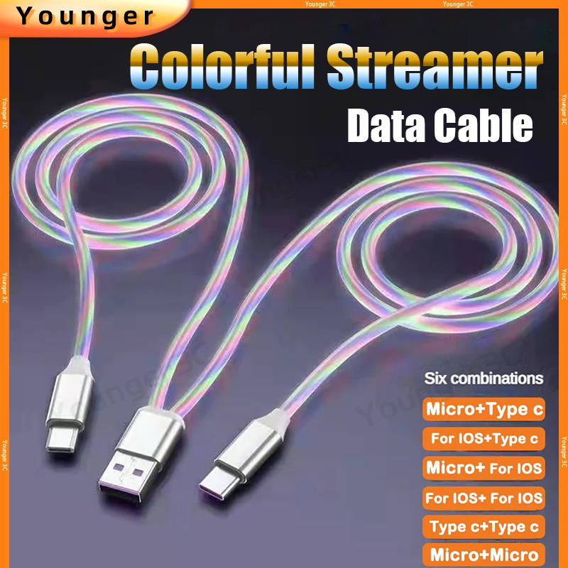 2 Trong 1 Nhiều Màu Sắc Streamer Đèn Cáp USB LED Chảy Ánh Sáng Cáp Sạc ...