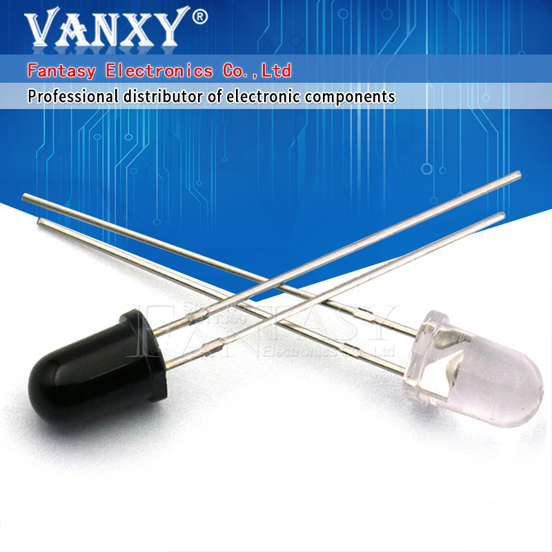 Đèn LED 3mm 5mm 940nm Bộ phát hồng ngoại Đầu thu hồng ngoại diode 301A ...
