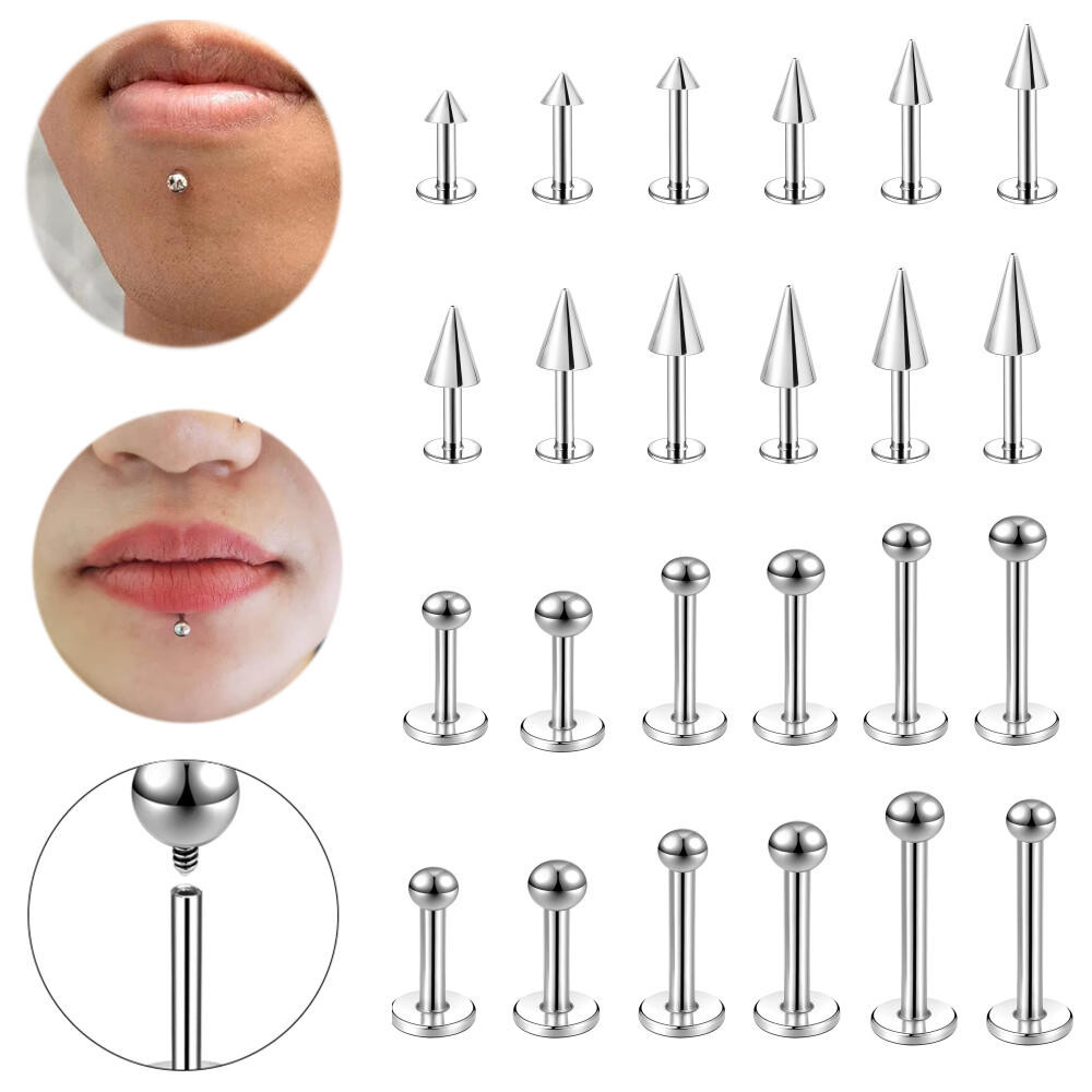 Thép không gỉ Lip Stud 1 PC Bên Trong Ren Môi Nhẫn Spike Labret ...
