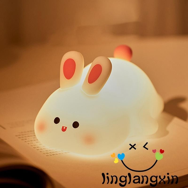 Llx-big Face Rabbit Night Light Silicone mềm Điều khiển bằng giọng nói ...