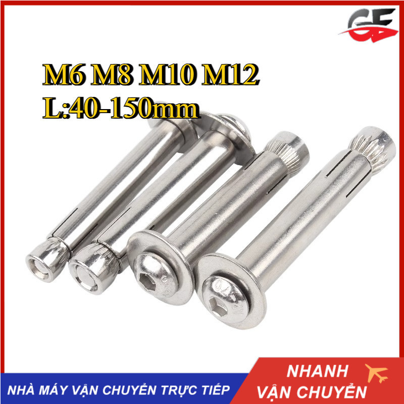 Bu lông mở rộng ổ cắm lục giác đầu tròn bằng thép không gỉ 304 M6 / M8 / M10 / M12 * L40-150mm ...