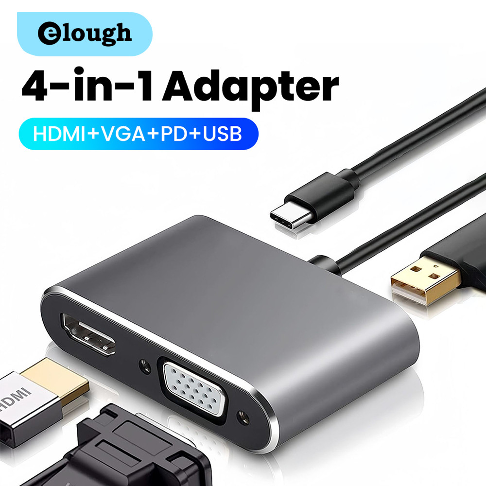 Elough 4 Trong 1 USB C Hub Adapter Loại C Sang 4K HDMI HDTV VGA USB 3.0 ...