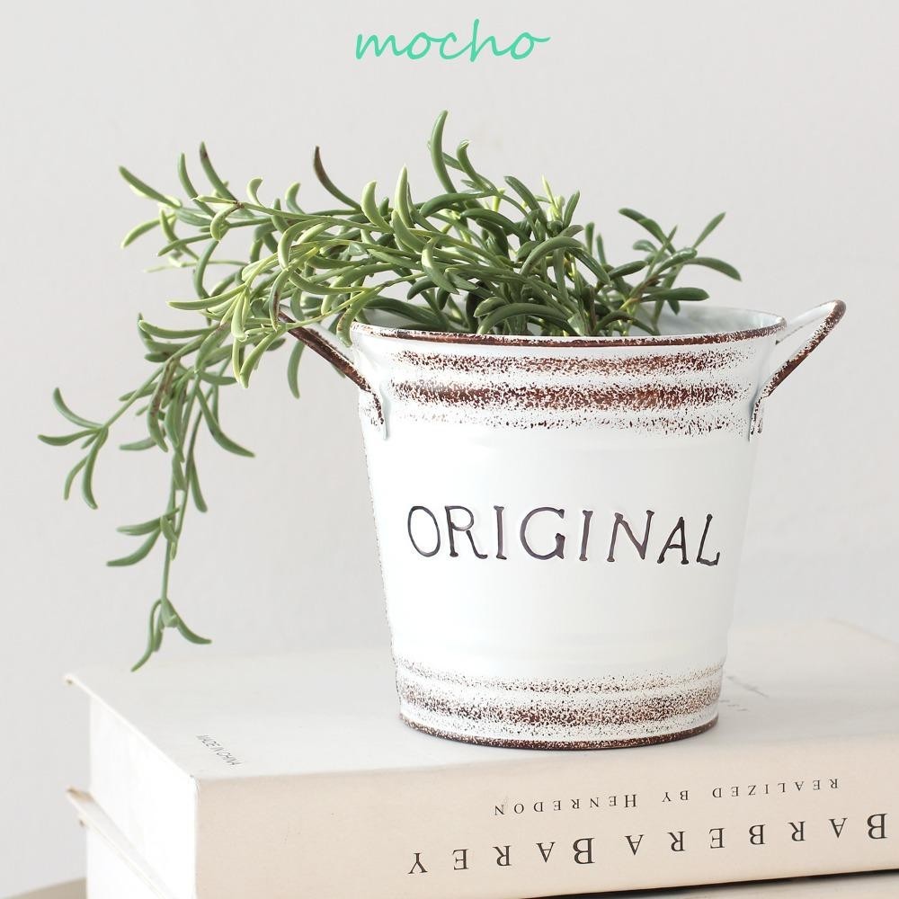Chậu hoa sắt MOCHO, Hộp đựng hoa kim loại tròn tiện lợi, Bình cổ điển ...