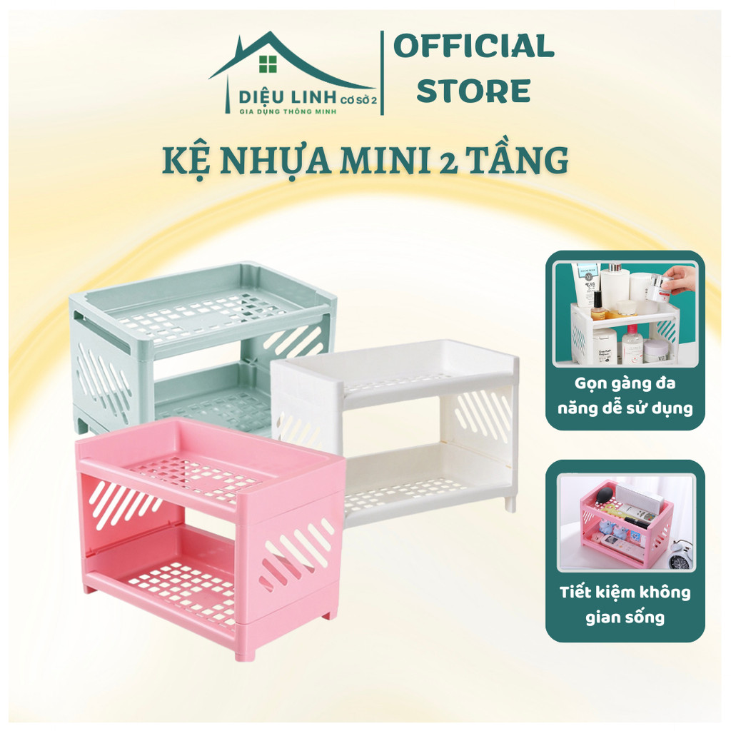 Kệ Nhựa Mini 2 Tầng Đựng Đồ Đa Năng Siêu Xinh Kệ Xếp Gọn Trang Trí Để ...