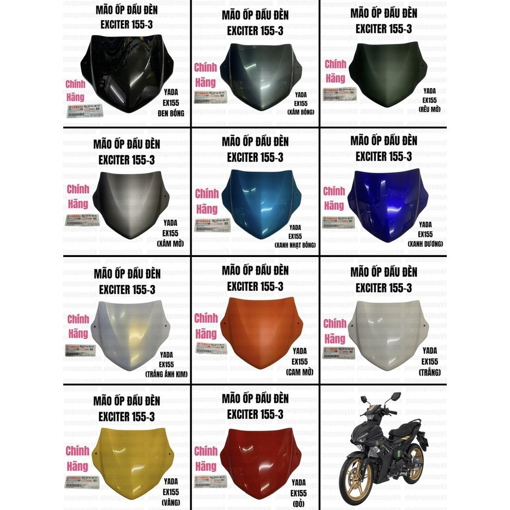 [Chính Hãng Yamaha]YADA-EX155-3 Mão ốp đầu đèn nhiều màu Phụ tùng phụ ...