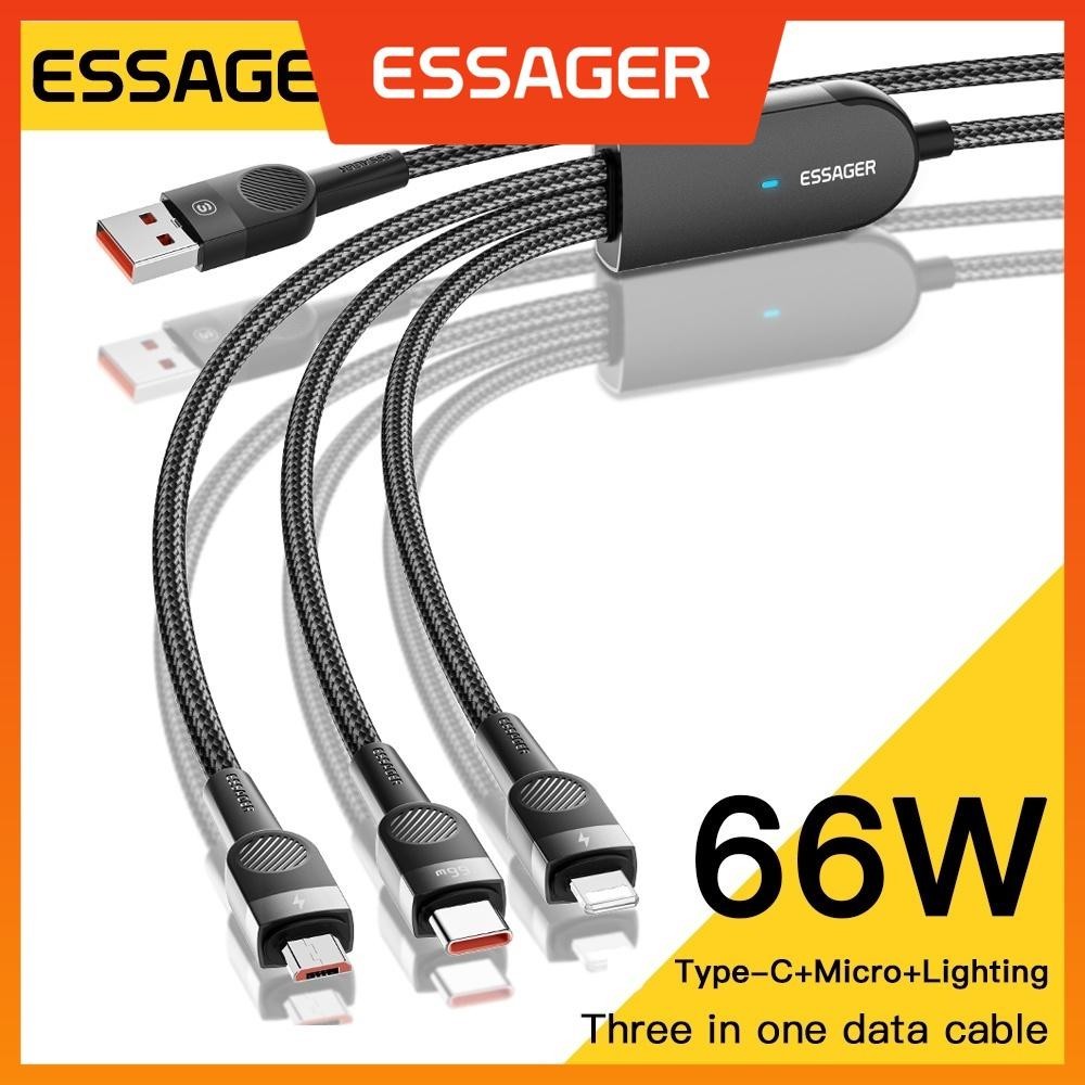 Dây Cáp Sạc usb Loại c 3 Trong 1 essager 66w 66w Cho Điện Thoại ip 13 12 pro max | Shopee Việt Nam