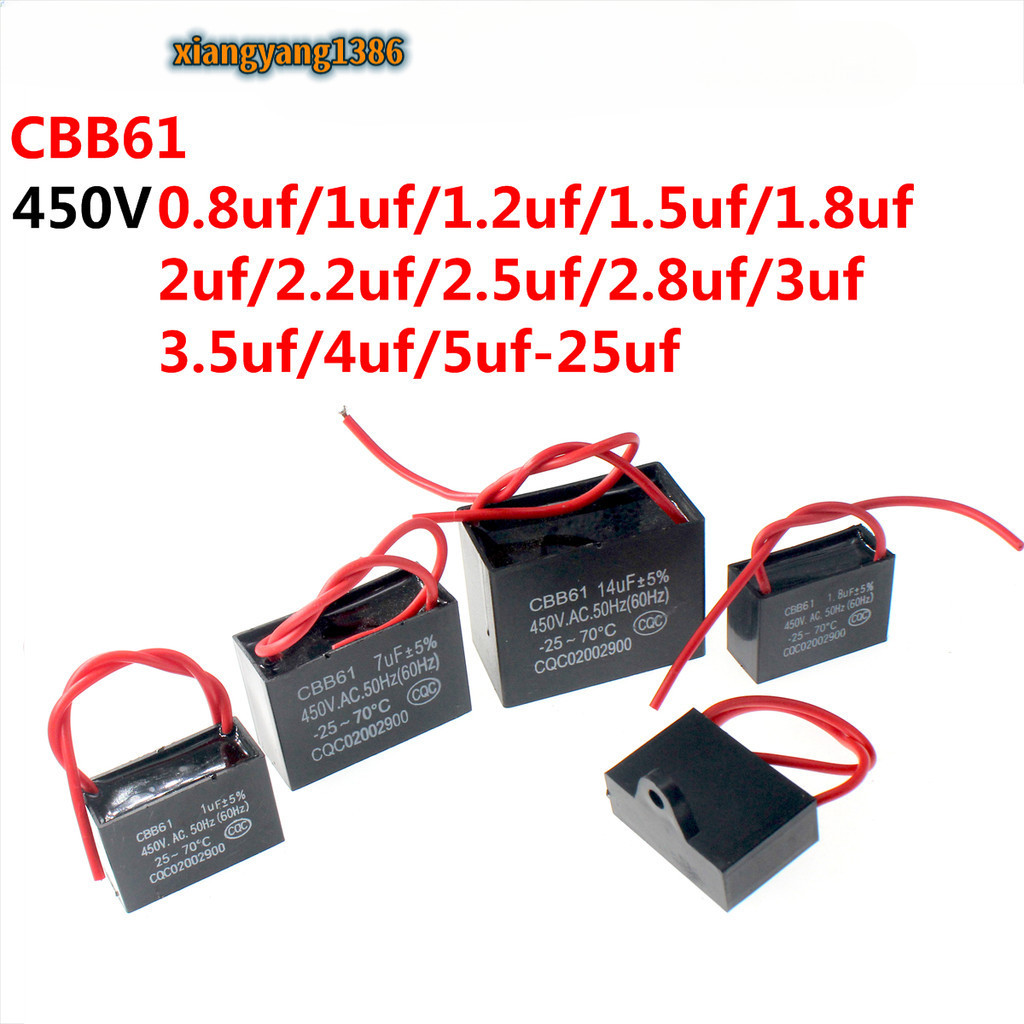 Tụ điện khởi động quạt CBB61 450V 1uF 1.2uF 1.5uF 2.0uF 2.5uF 3.0uF 3 ...