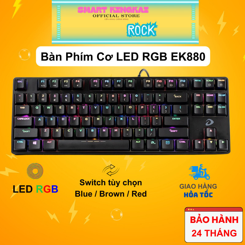 Bàn phím cơ DAREU EK880 led RGB (RGB, Blue/ Brown/ Red D switch ...