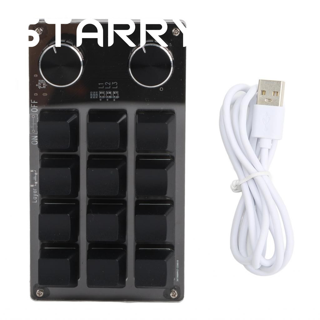 HEEPDD Programmable Macro Keyboard 2 Knobs Blue Switch Black 12 Keys ...
