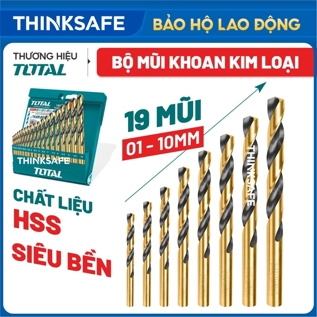 Bộ mũi khoan kim loại HSS 6-19 chi tiết Total nhiều kích thước 1-10mm ...