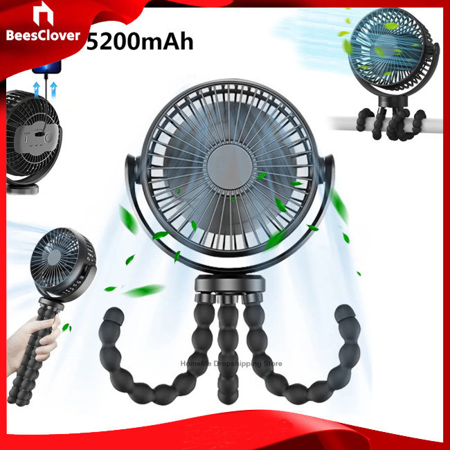 Beesclover Quạt Xe Đẩy Di Động 3 Tốc Độ Gấp Sạc Tắt Tiếng Usb Quạt Điện ...