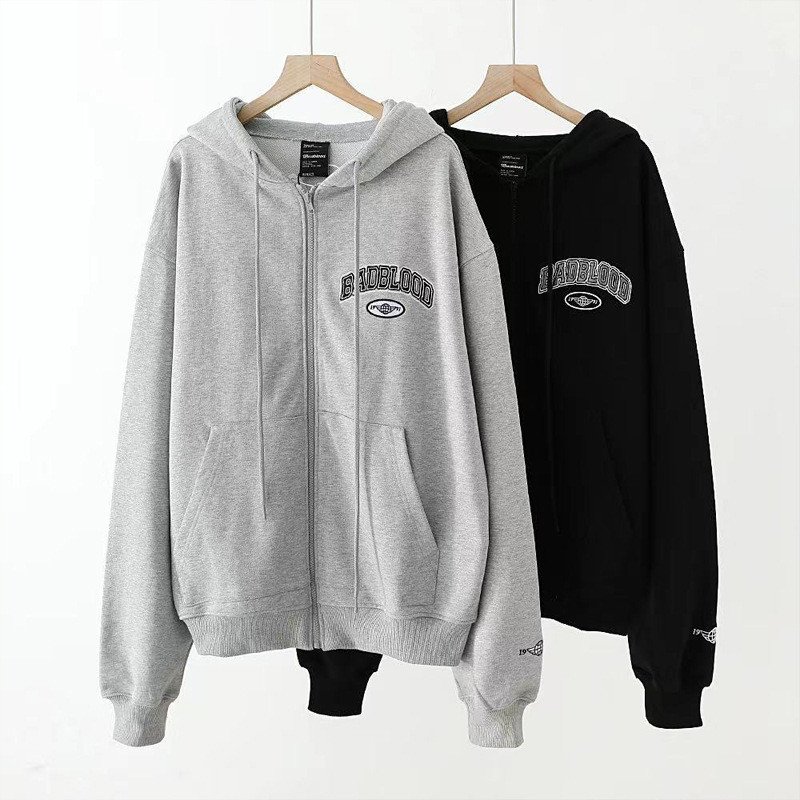 badblood Sweater Women's Zhou Yu Tong Same Letter Embroidered Zipper ...