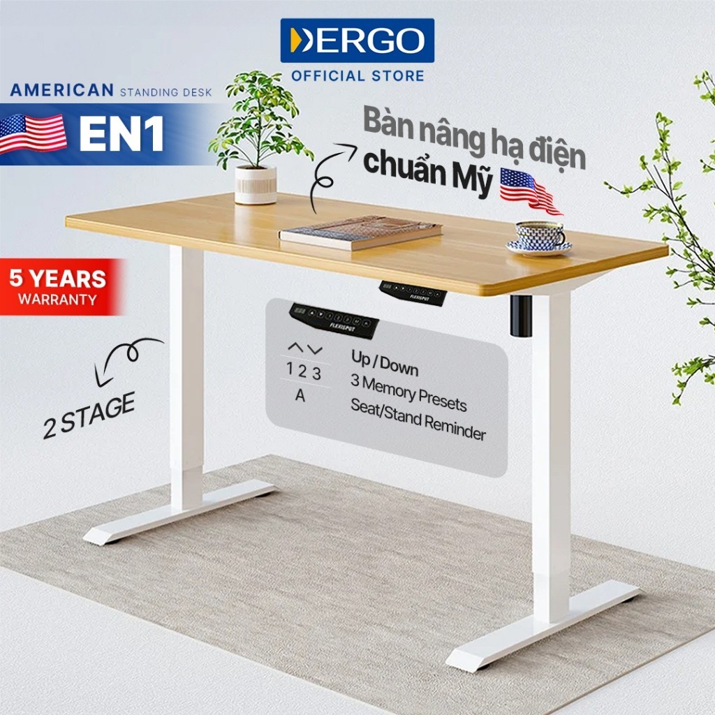 [Voucher 500K] Bàn Làm Việc Nâng Hạ DERGO Flexispot EN1 (Standard - 2 Stages) | Shopee Việt Nam