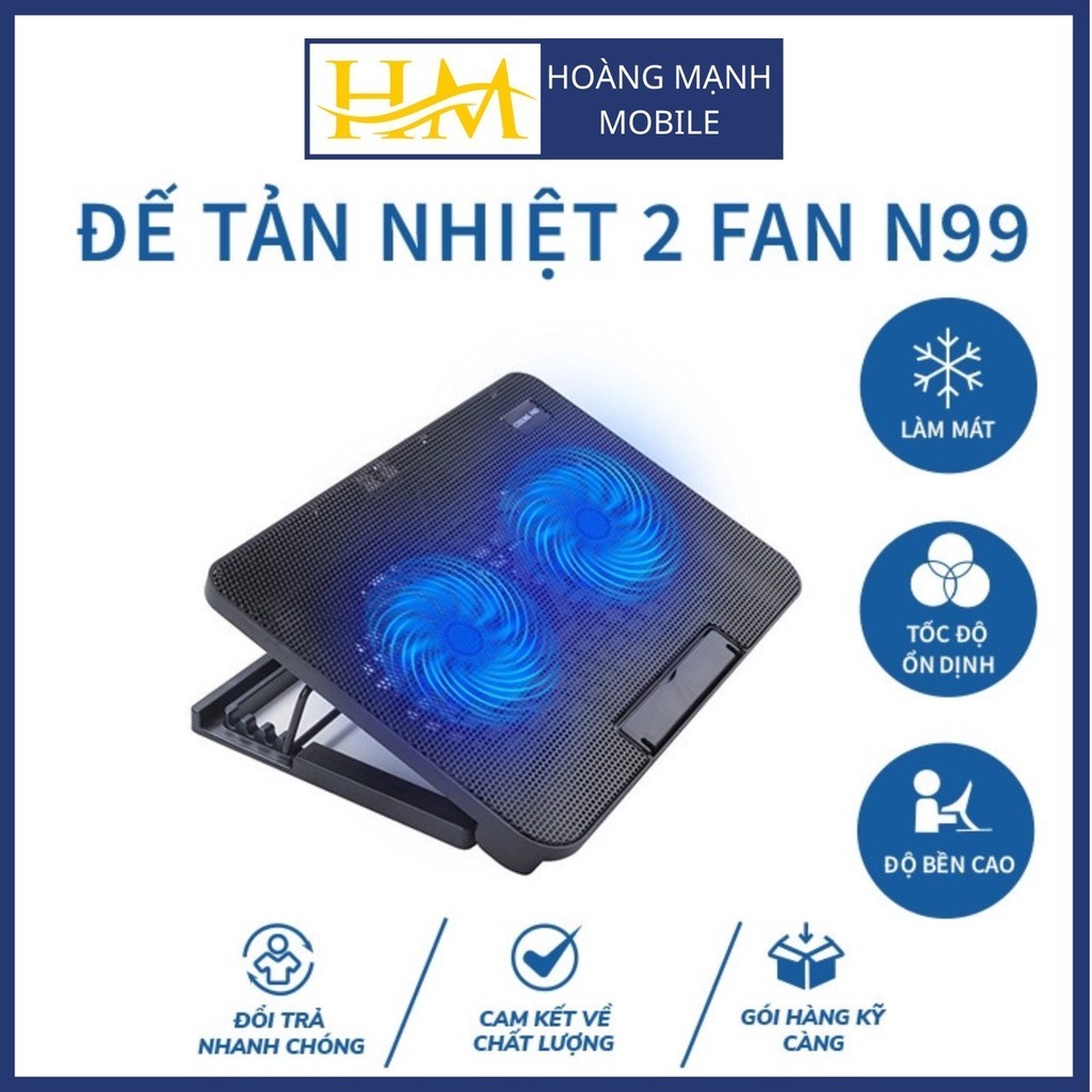 Đế Tản Nhiệt Laptop Máy Tính Macbook N99 (2 Fan) 2 Quạt, Đèn Led, Có ...