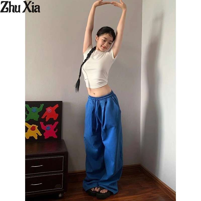 Zhu Xia Quần Nữ Mỹ retro Thể Thao Quần Rời Thẳng Thường Ngày Mồ Hôi ...