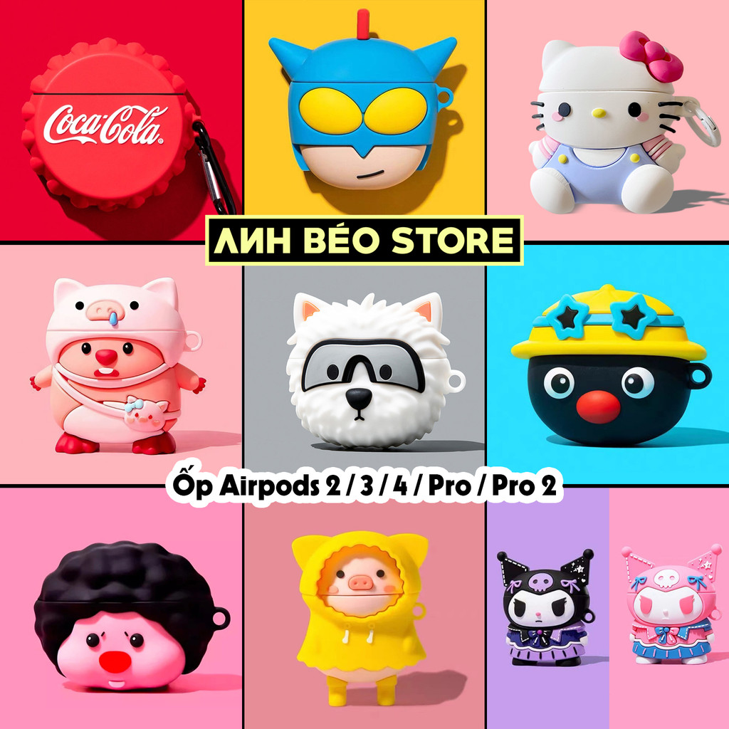Vỏ ốp Airpod 2 3 4 Pro Nhiều mẫu cute, Case Airpods Kèm móc khóa cao ...