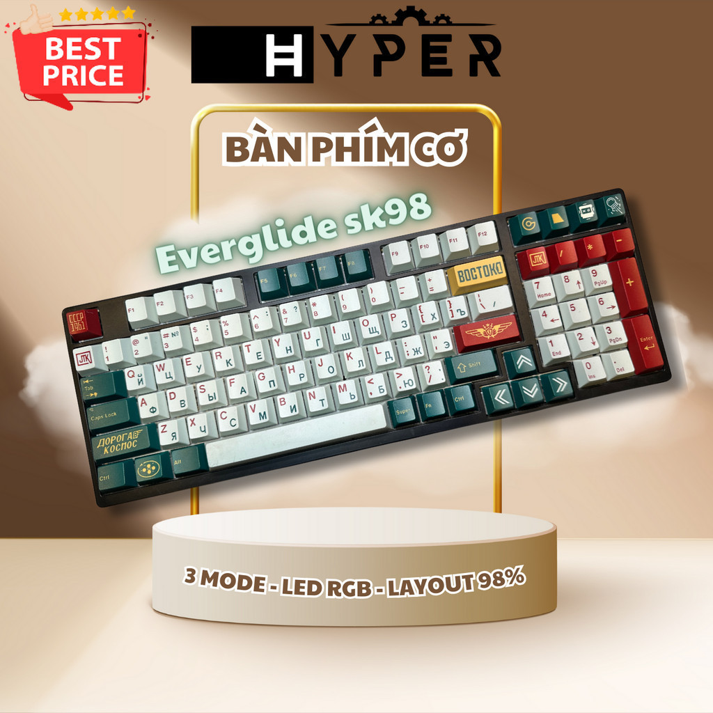 KÍT BÀN PHÍM CƠ EVERGLIDE SK98 | PLATE NHÔM | 3 MODES KẾT NỐI | LED RGB | HOTSWAP 5 PIN | Shopee ...