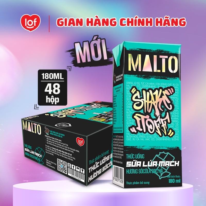 Sữa lúa mạch MALTO Shake It Off hương sôcôla bạc hà thùng 48 hộp x ...