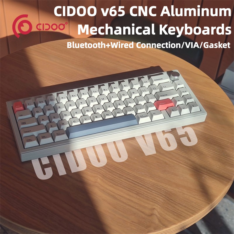 Cidoo V65 PRO V3 Vòng đệm tùy chỉnh Bàn phím cơ nhôm CNC Bluetooth không dây VIA Di động Trao ...