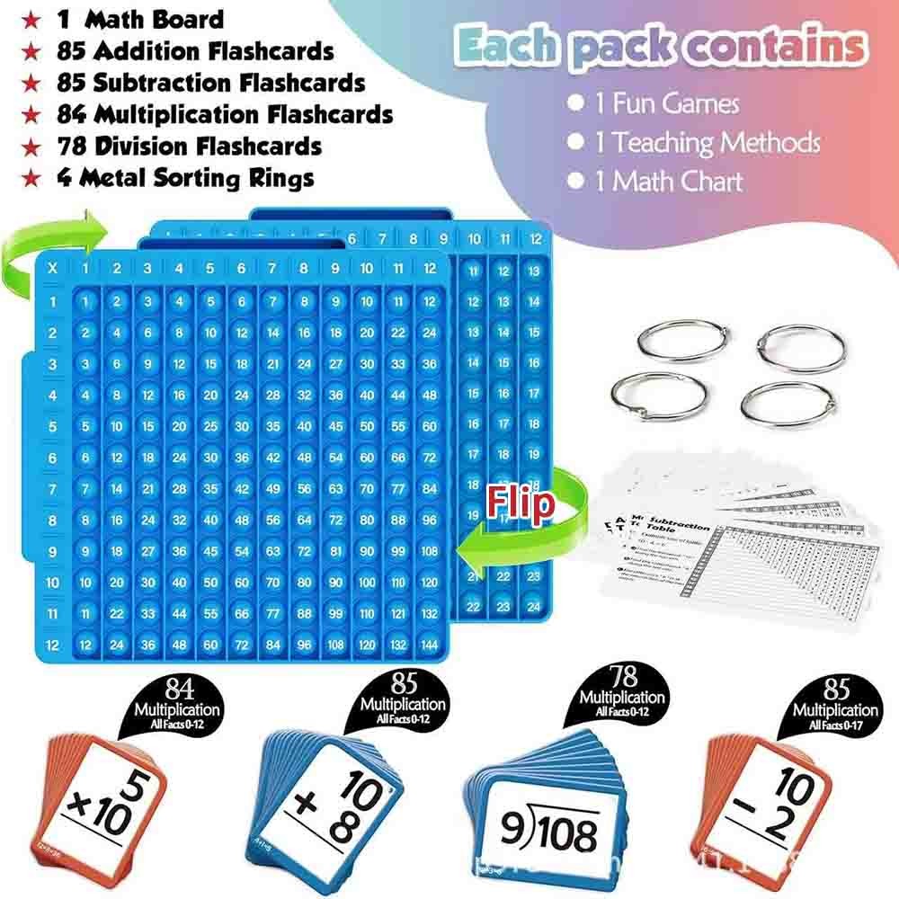 Pop Fidget Chart Multiplication Flash Cards Set Math Game Flash Cards ...