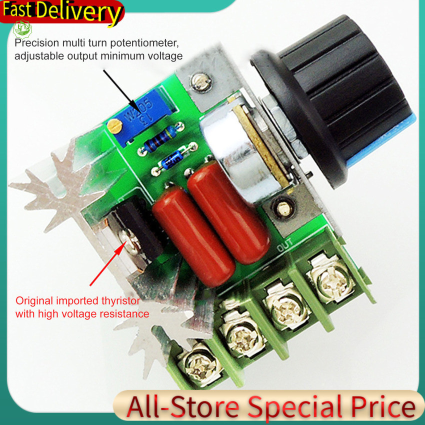 Ac 220V 2000W SCR Bộ điều chỉnh điện áp LED mờ Bộ điều chỉnh tốc độ ...