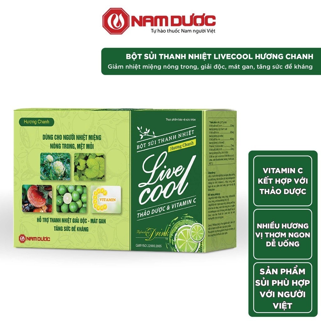 Bột sủi thanh nhiệt Livecool Nam Dược hương chanh hộp 10 gói x 7gram ...