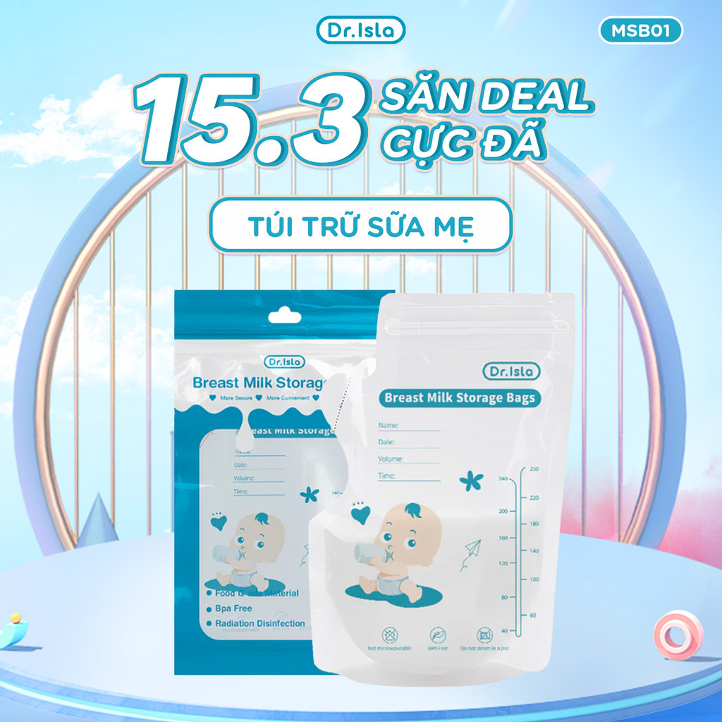 Dr.isla Túi Đựng Sữa Mẹ Không BPA Có Khóa Kéo Tiện Dụng Cao Cấp150ml ...