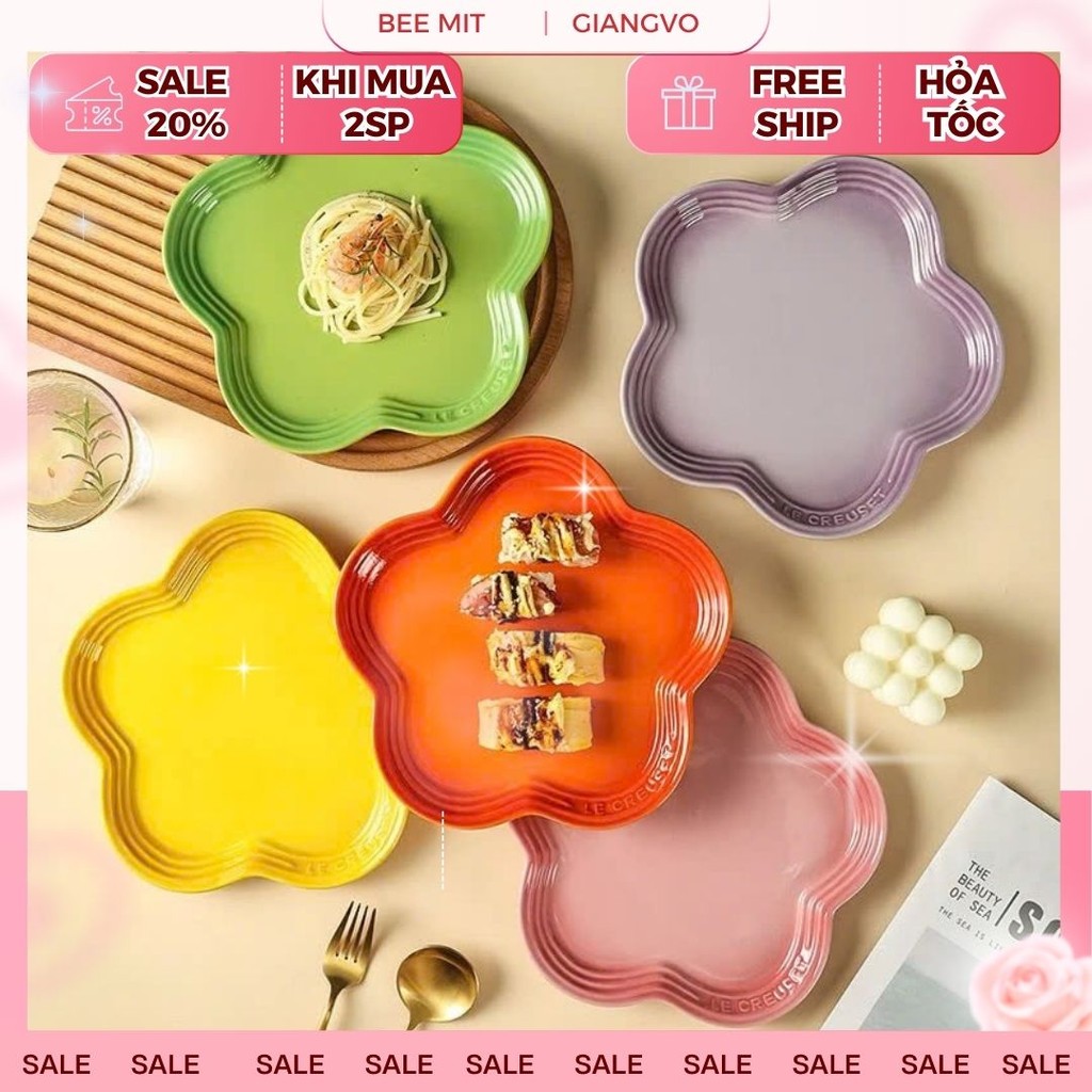 Đĩa Gốm Sứ Hình Hoa Sắc màu pastel 23cm Đựng Đồ Ăn Decor Bàn Ăn Nhà Bếp ...