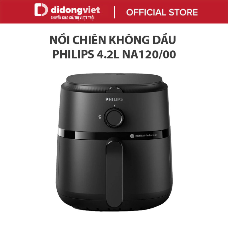 Nồi chiên không dầu 4.2lít Philips NA120/00, Công nghệ Rapid Air, Bảo ...