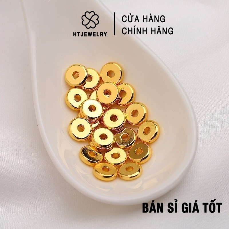 Set 20 chặn trơn màu vàng nhỏ xinh (Không xỏ được vòng dây cáp ...