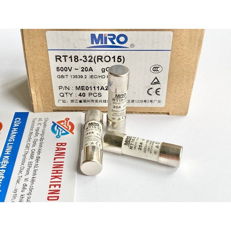 [Combo 2 chiếc] Cầu chì sứ 500V 20A MIRO RT18-32 RO15 10x38mm | Shopee ...