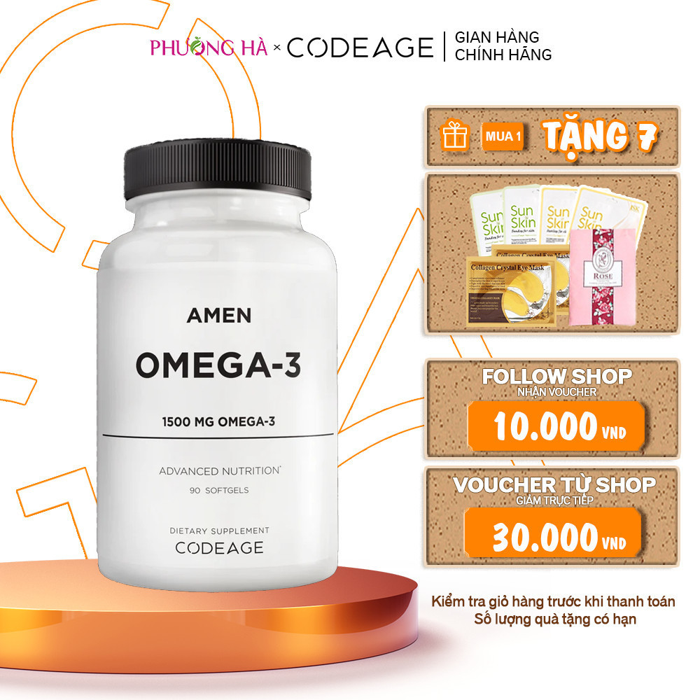 Viên Uống Dầu Cá Omega3 Hỗ Trợ Sức Khỏe, Đẹp Da Codeage Amen Omega-3 90 viên (link backup ...