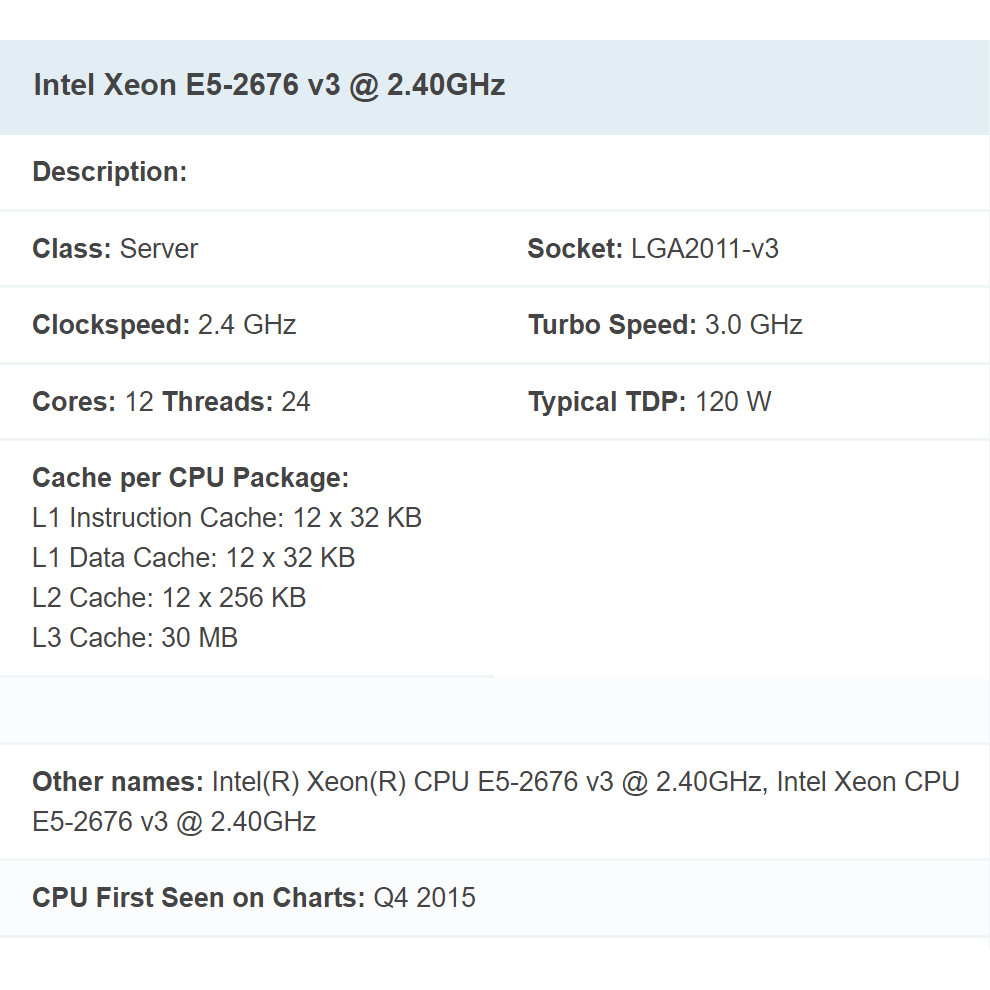 CPU Intel Xeon E5 2676v3 - E5 2678v3 - 2666v3 - 2696v3 - 2680v4 ...