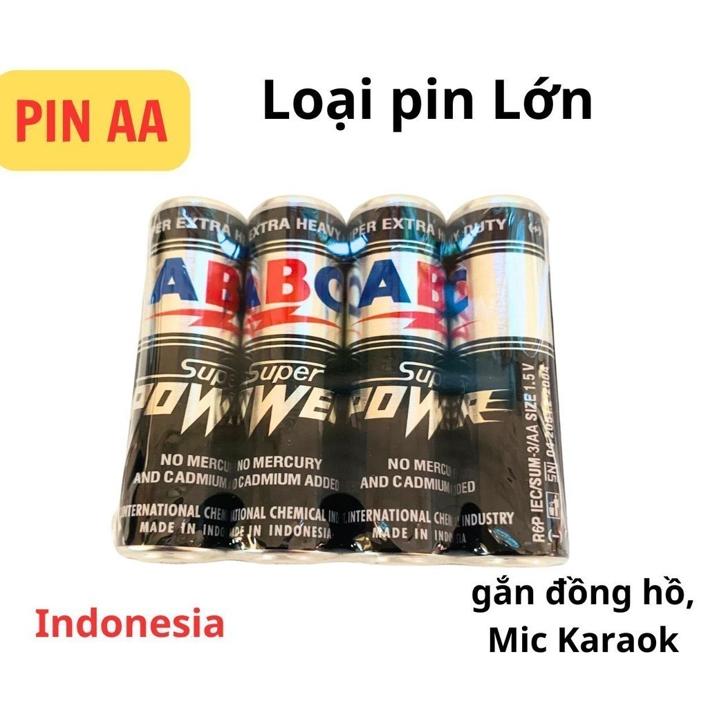 Pin AA ABC Super Power 1.5v made in Inodonesia, Pin 2A dùng cho Mic ...