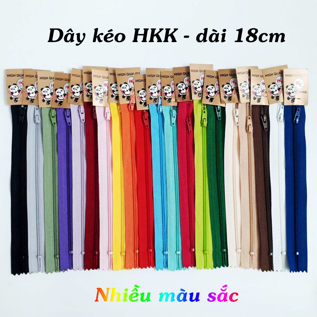 Dây kéo khóa HKK dài 18cm - Dùng làm dây kéo khóa quần, túi, ví ...