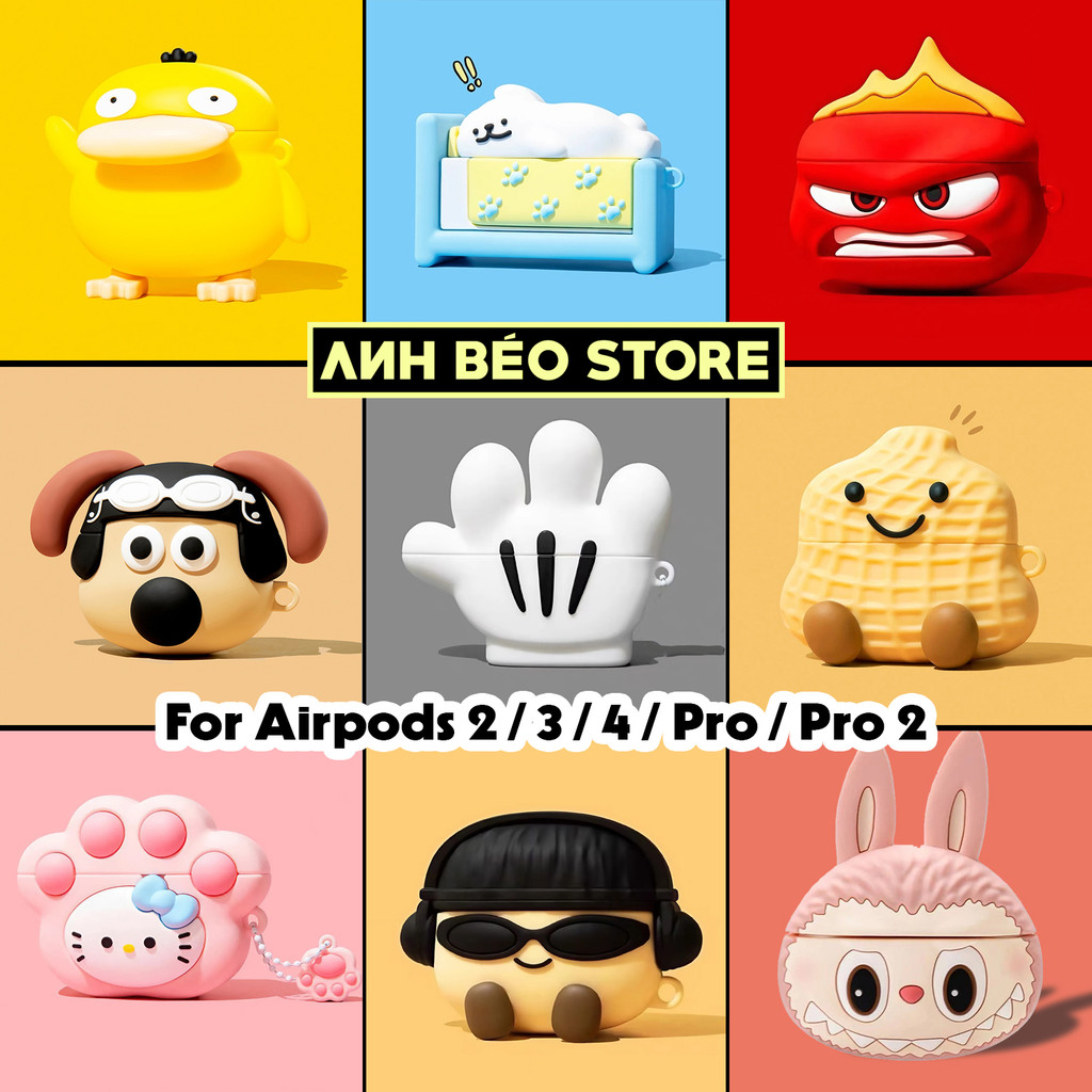 Vỏ Ốp Airpod 2 3 4 Pro Pro 2 kèm móc khóa nhiều mẫu, Case Airpods ...