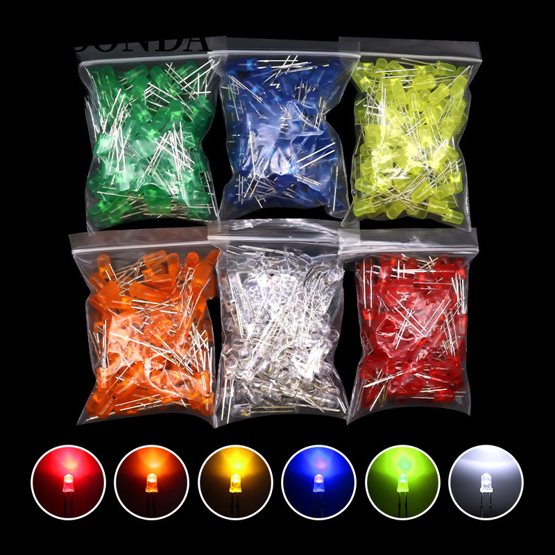 100 Chiếc 5 Mm LED Diode F5 Các Loại Bộ Trắng Xanh Đỏ Xanh Vàng Cam ...