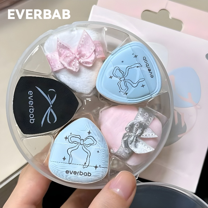 EVERBAB Bông phấn trang điểm bông trang điểm mini sáu múi nơ bông trang điểm dễ thương | Shopee ...