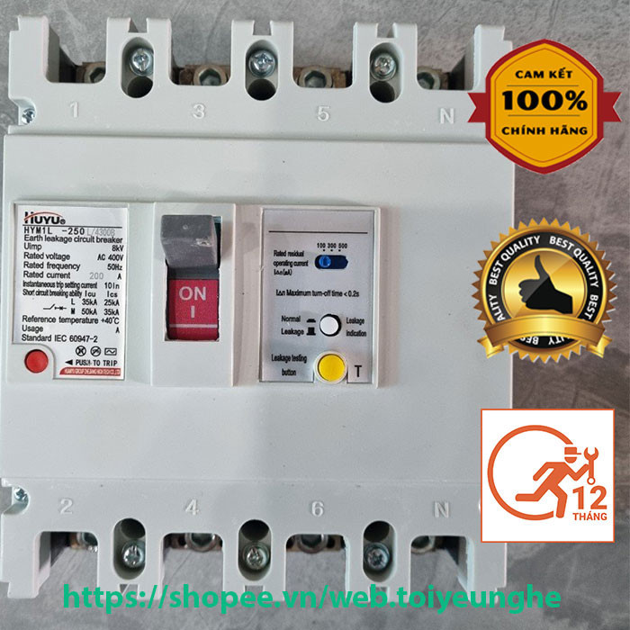 Aptomat MCCB Chống giật Át chống giật 200A Huyu 200A Át chống giật 3 pha , 4P | Shopee Việt Nam