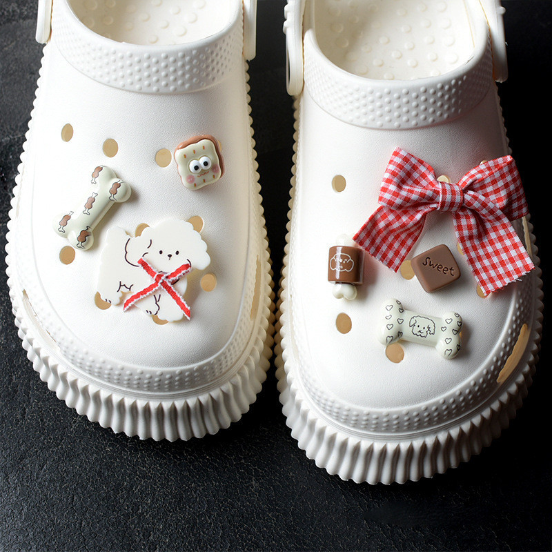 7 Chiếc INS Checkered Ribbon Bộ Xương Chó Crocs DIY Charm Giày Phụ Kiện ...